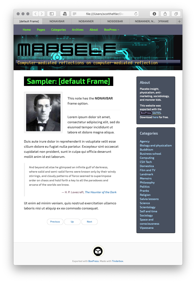 MapsElf | Sample images: Frame options
