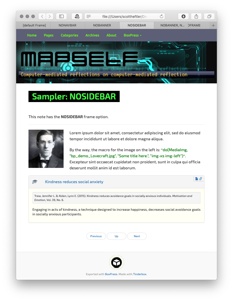 MapsElf | Sample images: Frame options